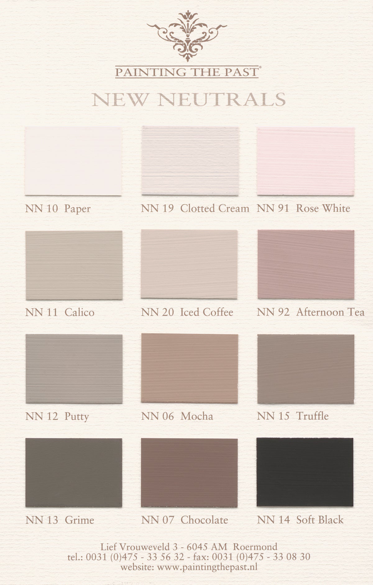 Farbkarte New Neutrals von Painting The Past — Countrysidecolours